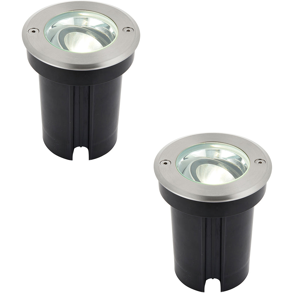 2 PACK Stainless Steel IP67 Ground Light - 6W Cool White LED - Tilting ...